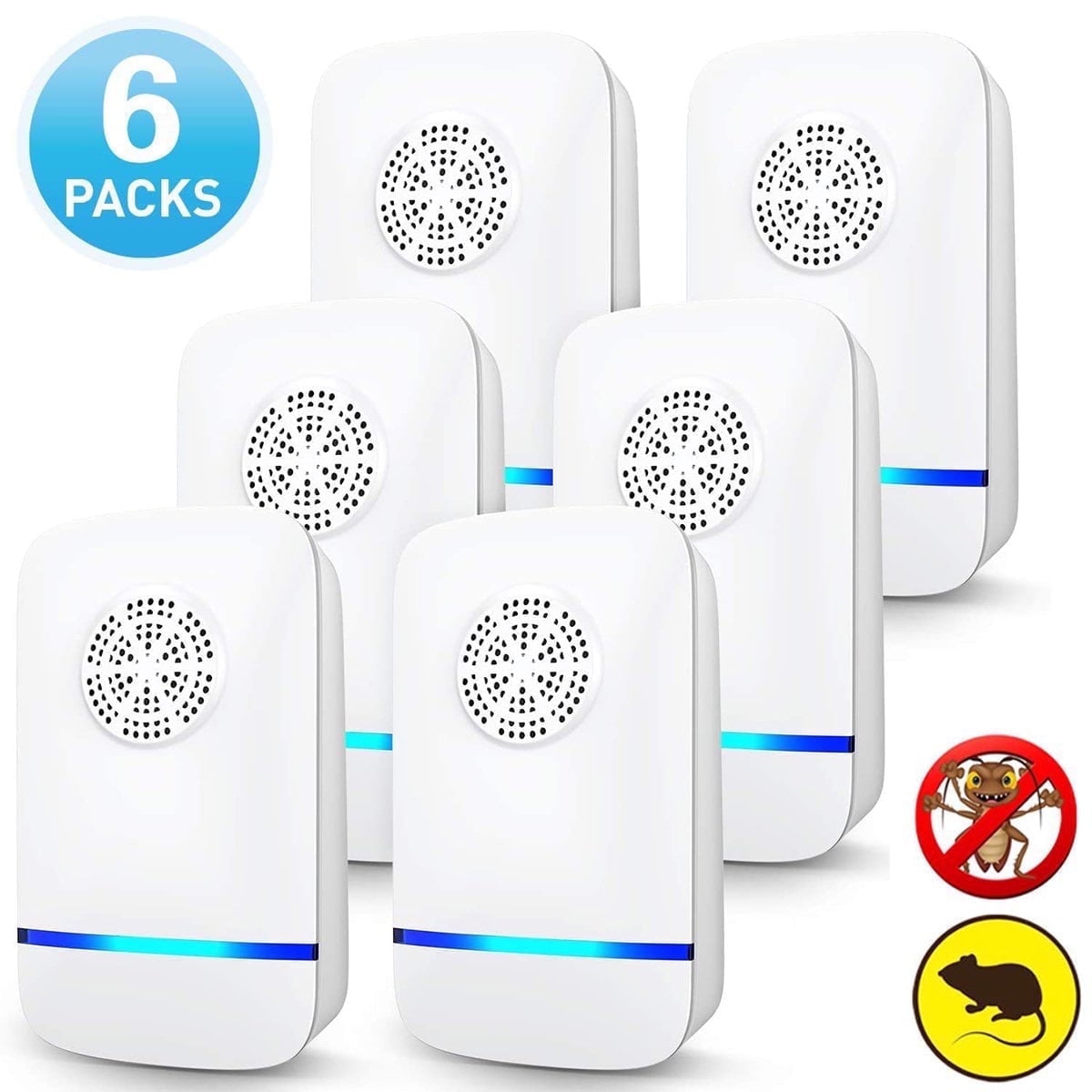 Ultrasonic Pest Repeller (6 PACK), Electric Mice Repellent Plug-in ...
