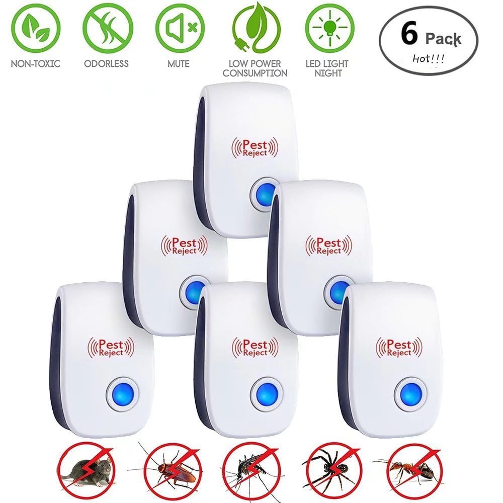 Ultrasonic Pest Repeller (6-Pack) Electronic & Ultrasound, Indoor Plug ...