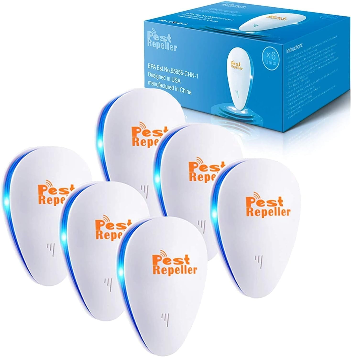 Ultrasonic Pest Repeller 6 Pack Indoor Pest Repeller Plug in Ultrasonic ...