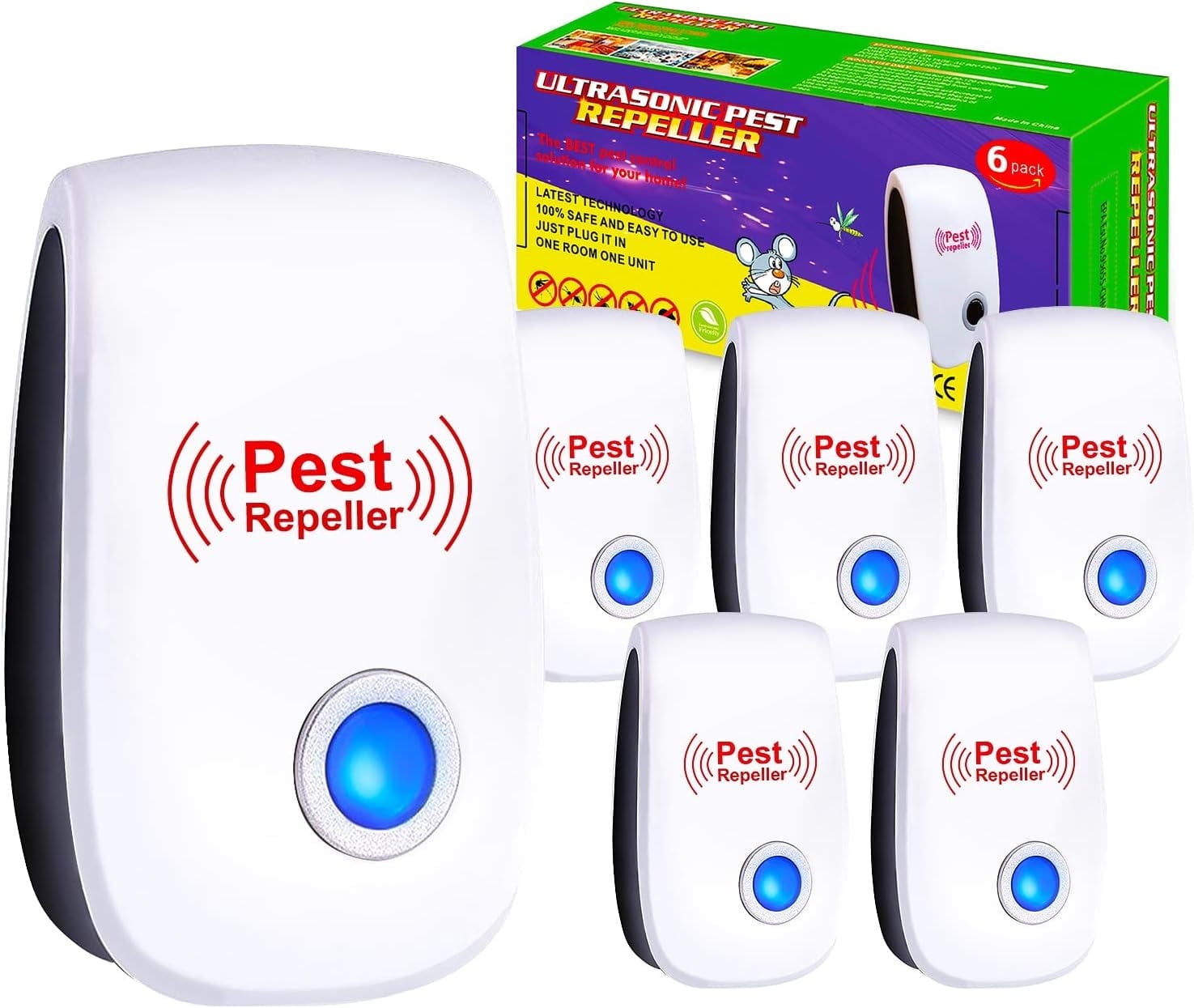 Ultrasonic Pest Repeller 6 Pack, Pest Repellent Ultrasonic Plug in ...