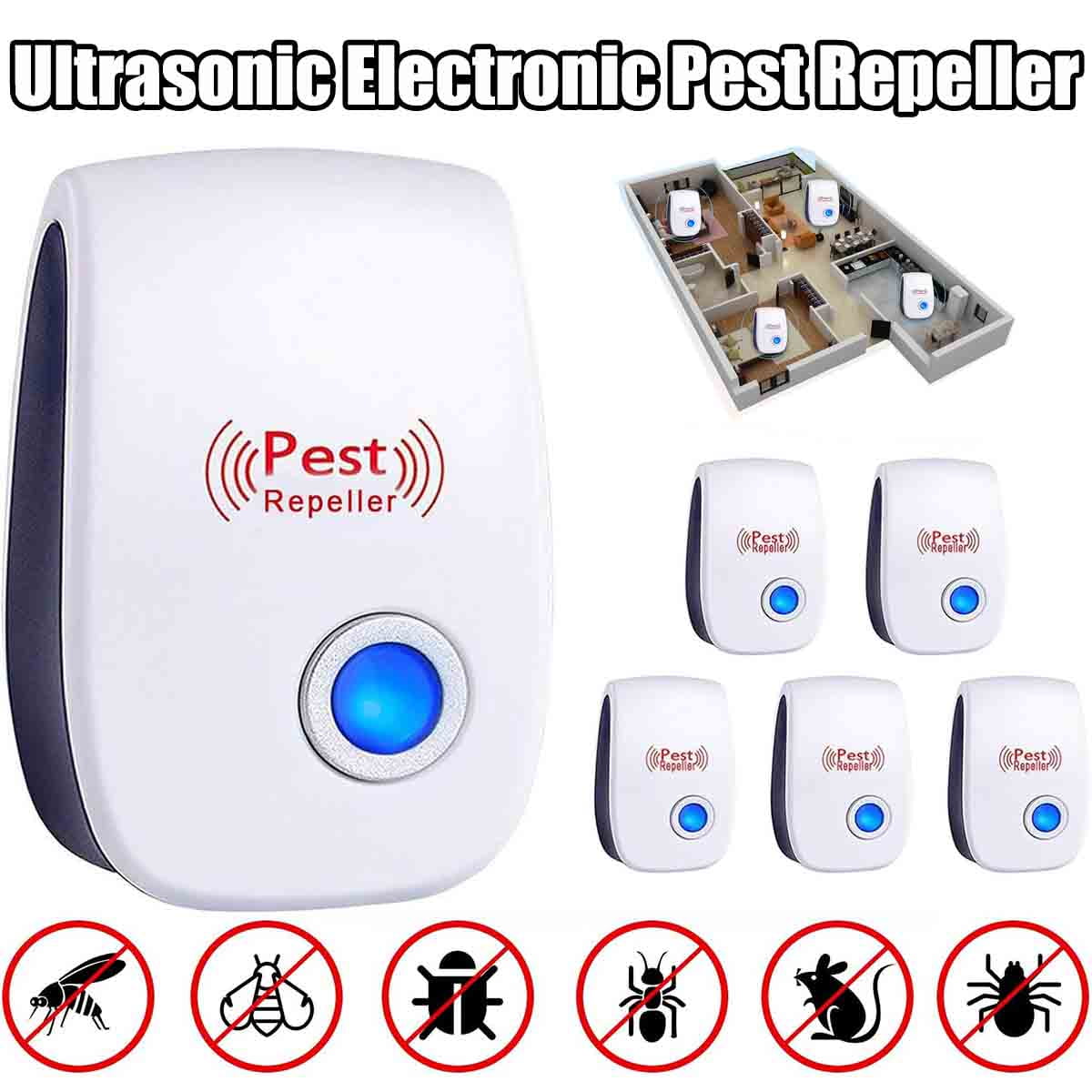 Ultrasonic Pest Repeller (6 Packs) Indoor Plug-in Gadget, can Repel ...