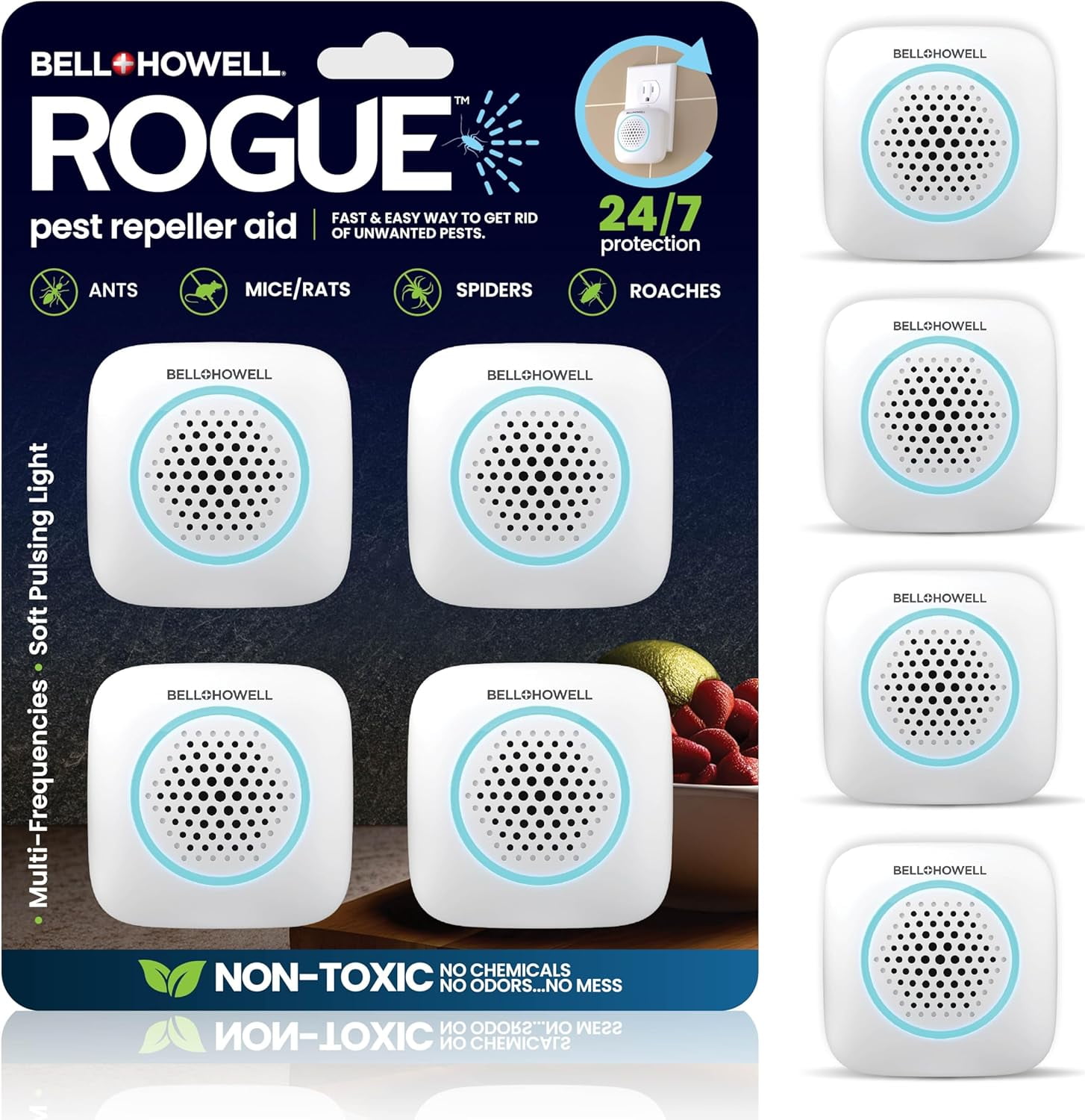 Ultrasonic Pest Repeller Indoor 4 Pk, Mice Repellent Indoor Home Kit ...