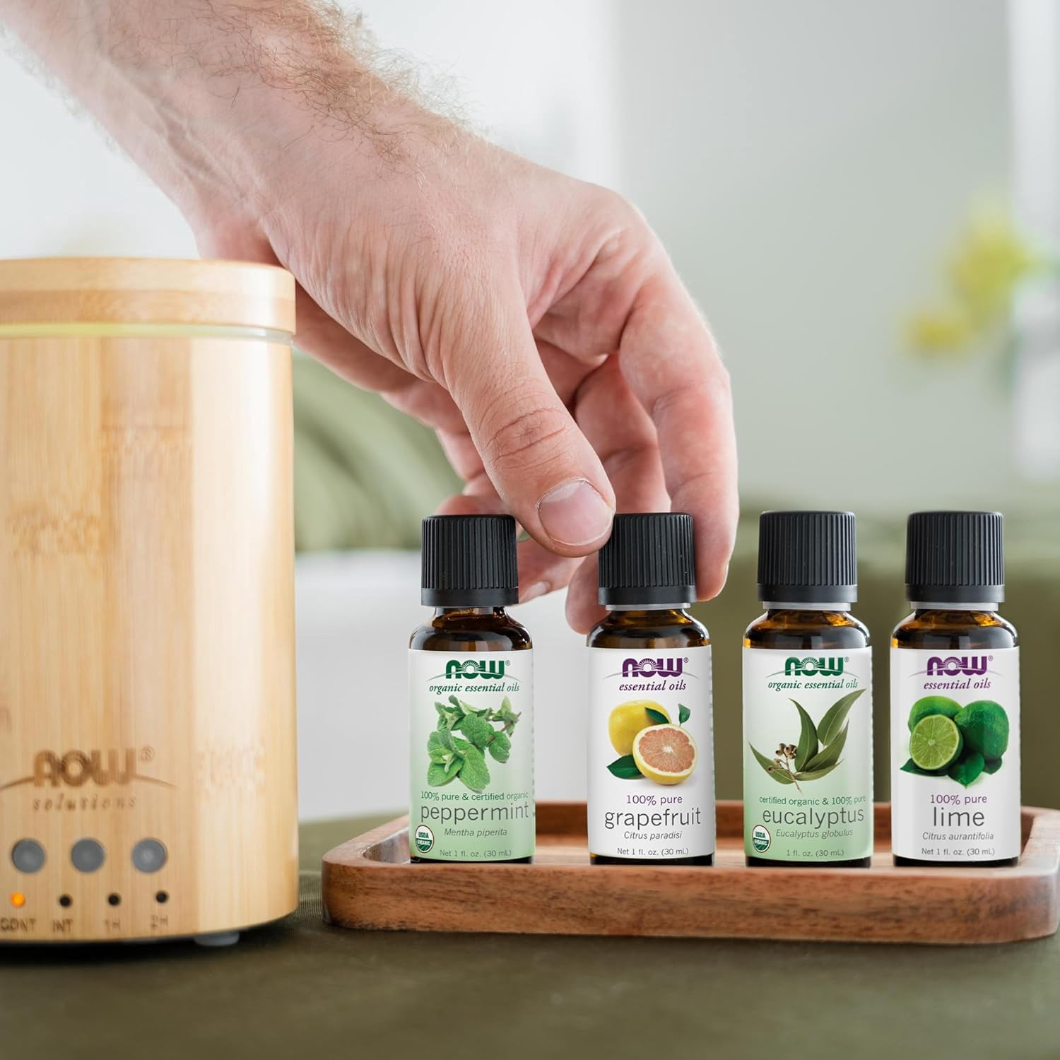 Ultrasonic Real Bamboo Aromatherapy Oil Diffuser with Color Changing ...