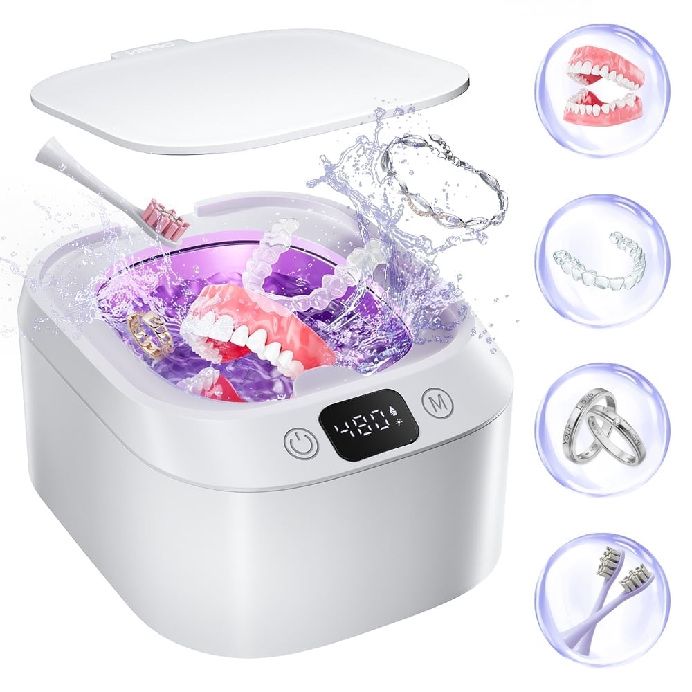 Ultrasonic Retainer Cleaner Machine, Caveen 48kHz Portable Dentures Pod ...