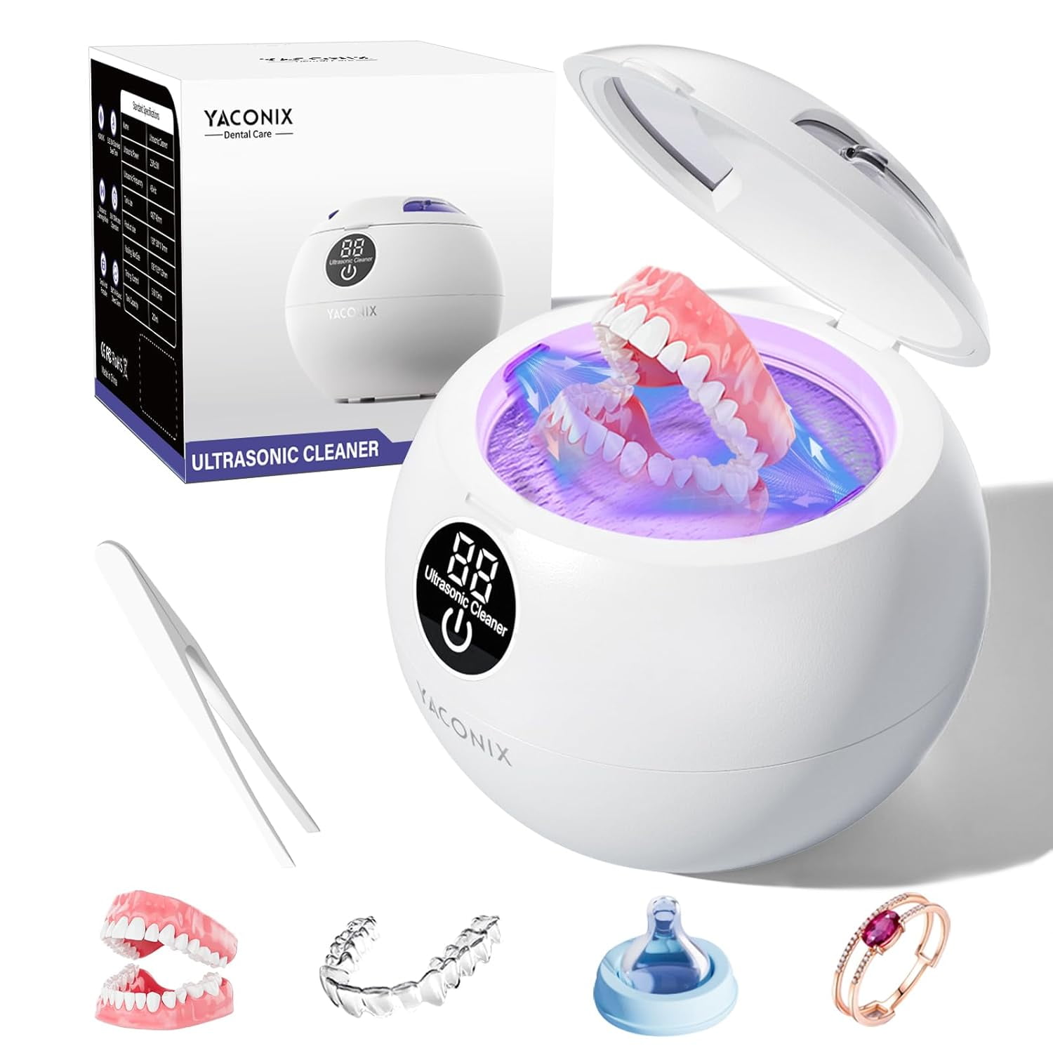 Ultrasonic Retainer Cleaner Machine 45kHz Dental Retainer Cleaner with ...