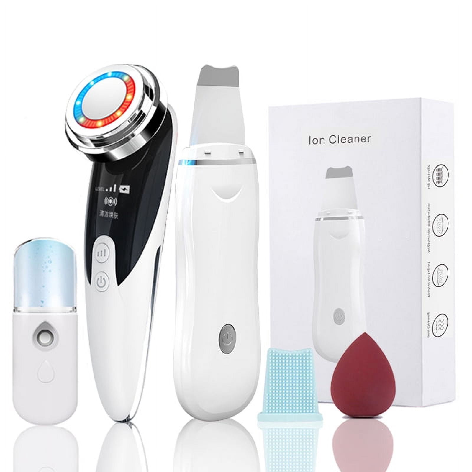 Ultrasonic Skin Scrubber Pore Cleaner 2+4 Kit Facial Ion Shovel Deep ...