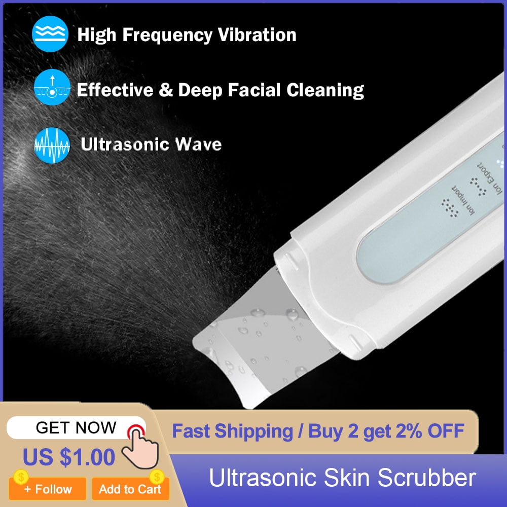 Ultrasonic Skin Scrubber Vibration Face Spatula Deep Face Cleaning ...