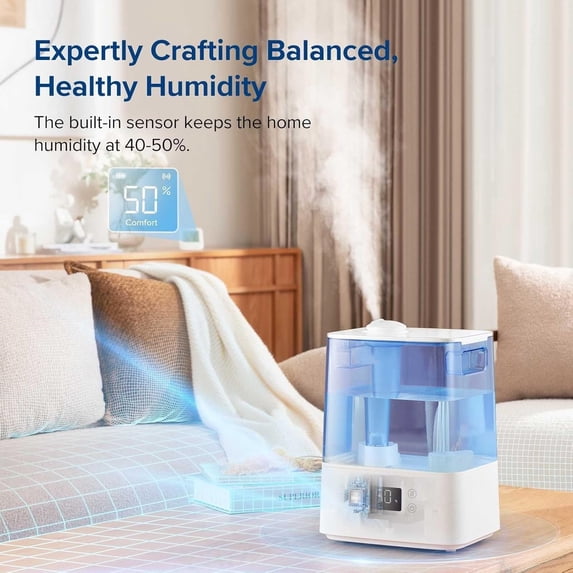 Ultrasonic Smart Top Fill Humidifier, Extra Large 6L Tank for Whole ...