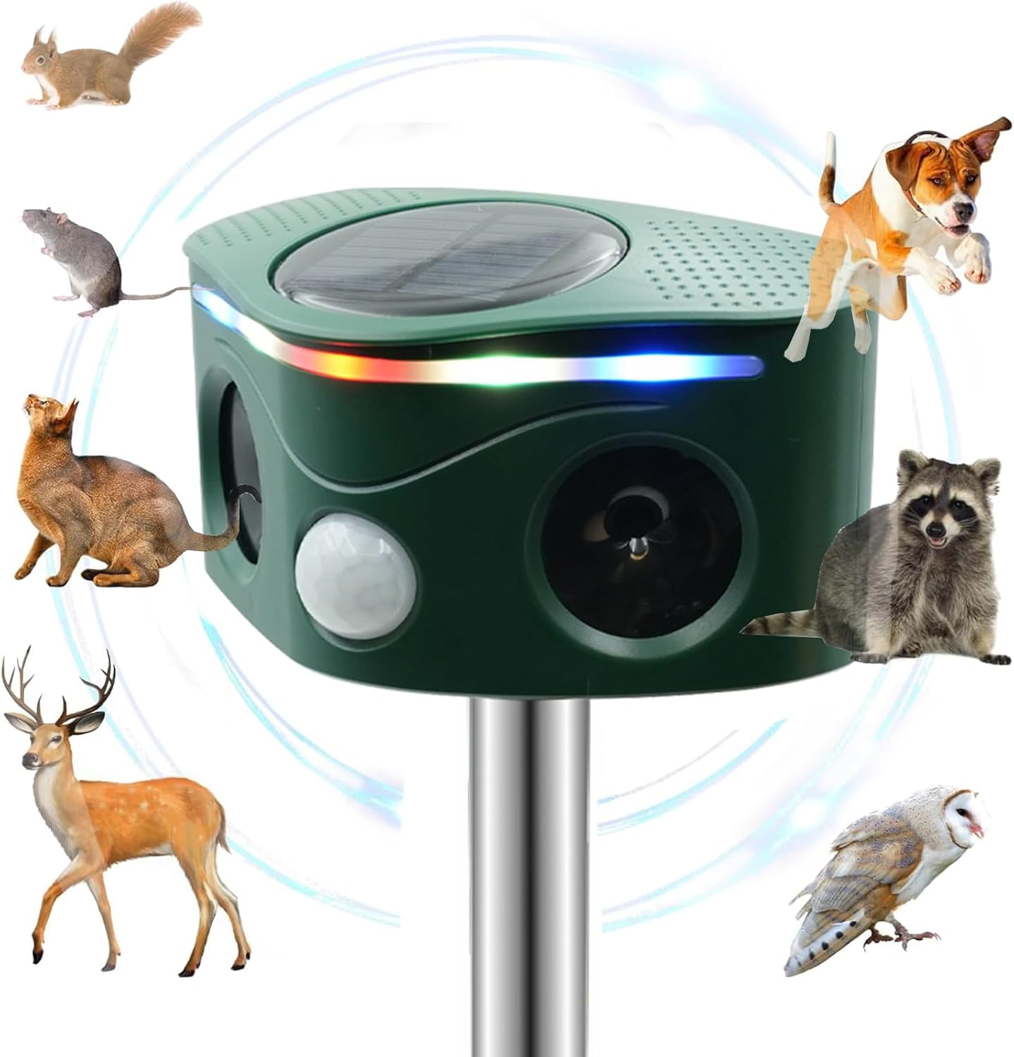 Ultrasonic Solar Animal Repeller for Yard, 5 Modes Outdoor Cat ...