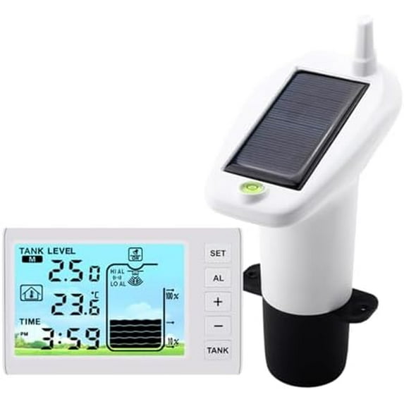 Ultrasonic Water Level Monitor Tank Liquid Level High/Low Alarm Solar ...