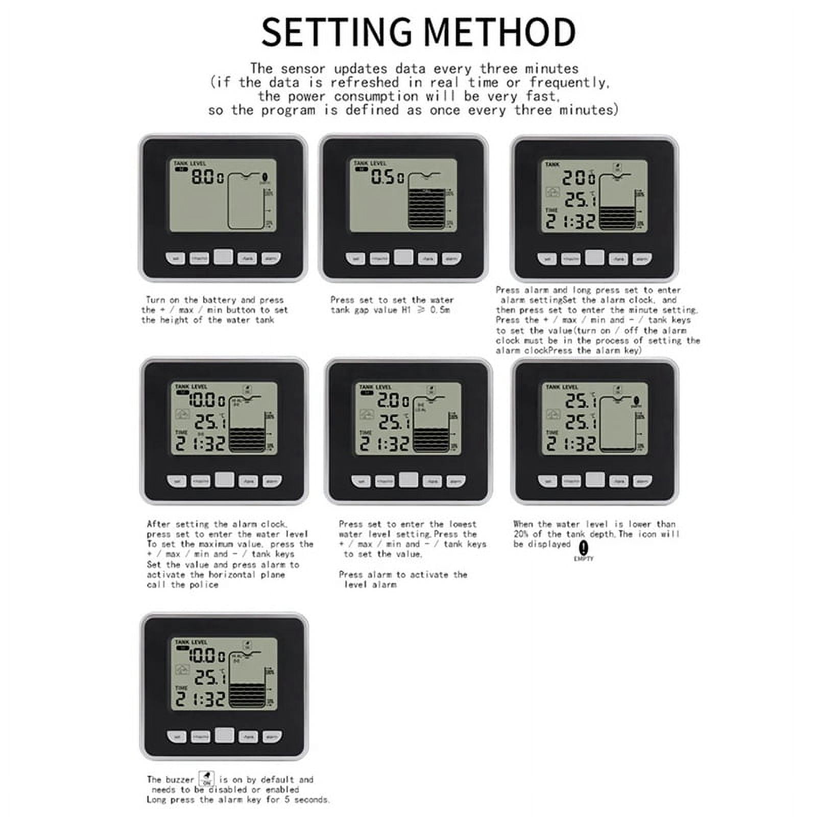Ultrasonic Wireless Water Tank Liquid Level Meter with Temperature ...