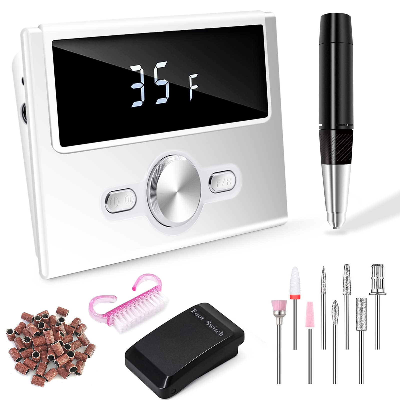 Ultrathin Nail Drill Set for Acrylic Nails Professional 35000RPM with ...