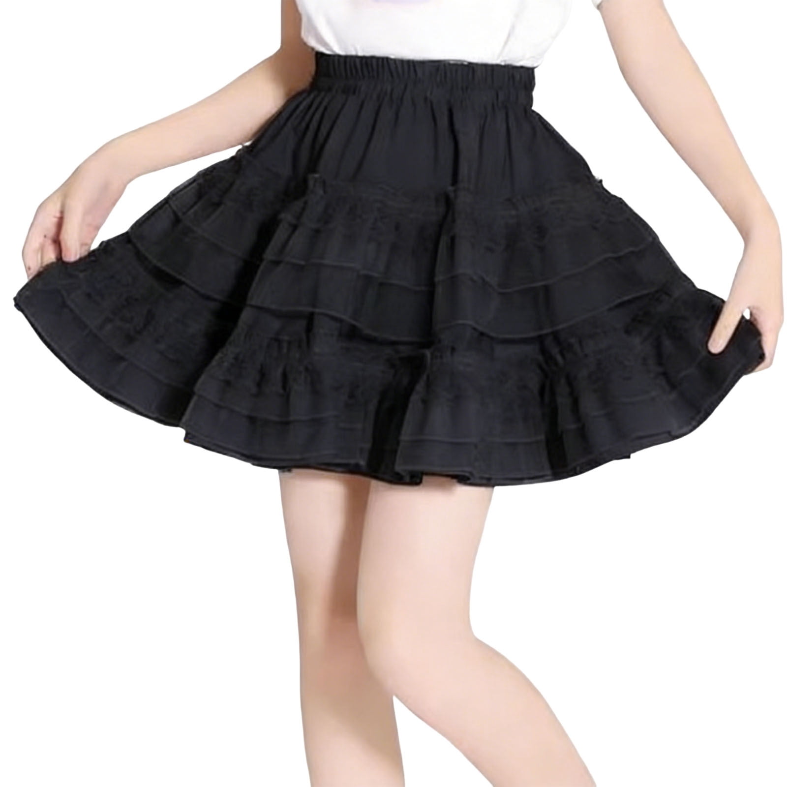Ultrave Girls' Tiered Skirt, Lace Trim Elastic Waist Layered Skirts A ...
