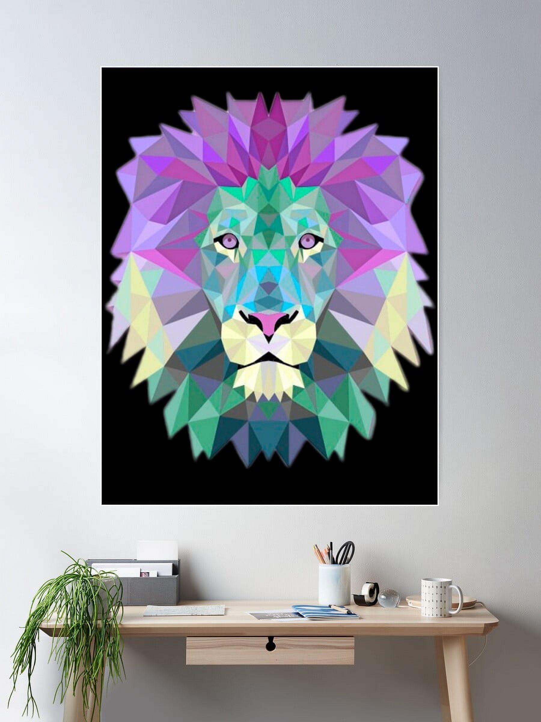 Ultraviolet Lion Prism Poster Wall Art, Modern Wall Decor For Living ...