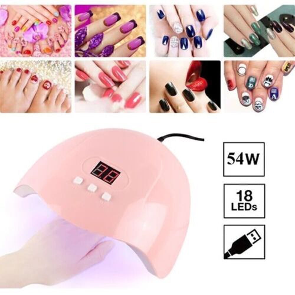 Ultraviolet UV Light LED Nail Gel Polish Dryer Lamp Manicure Curing Machine 54W - Walmart.com
