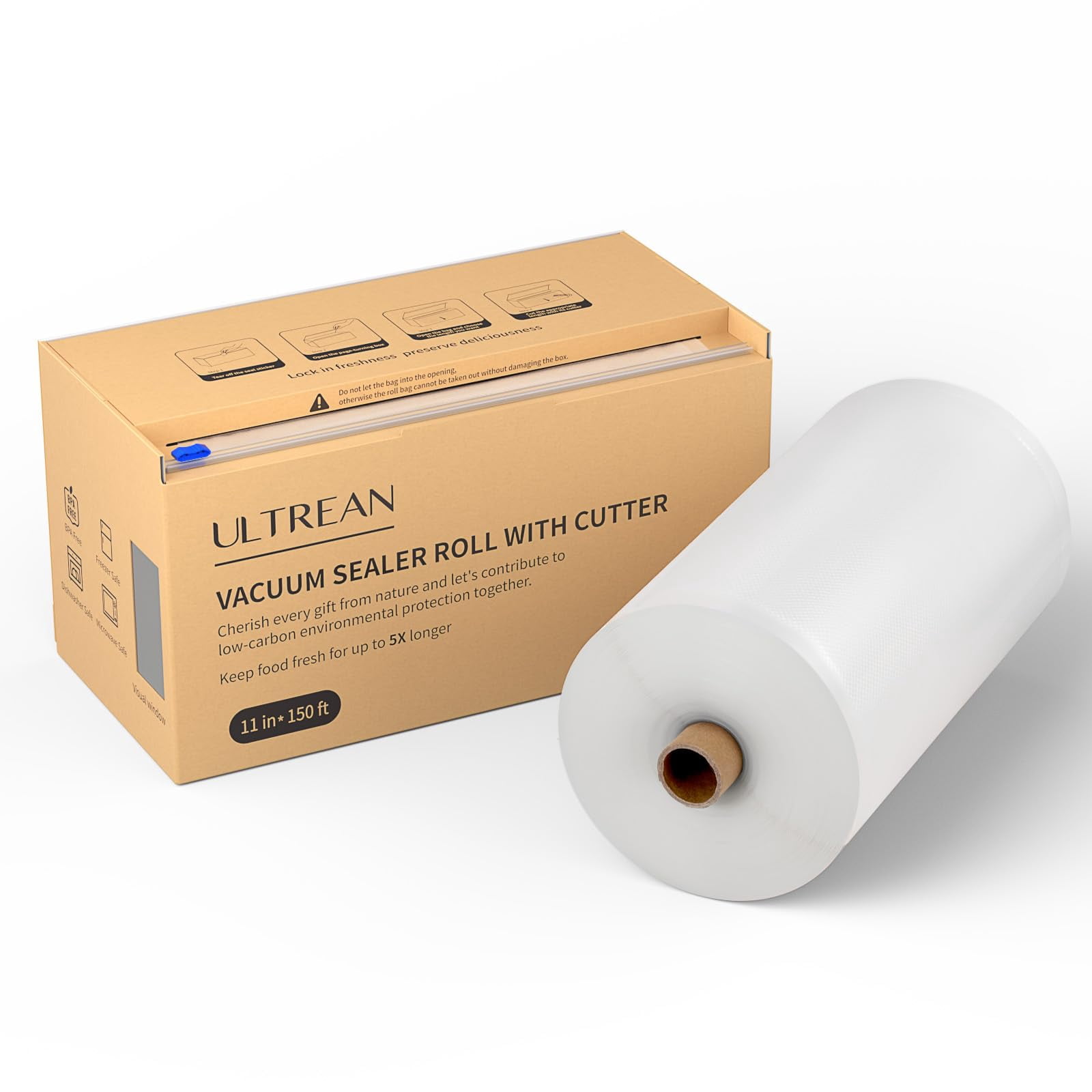 Ultrean 11" x 150' Vacuum Seal Roll Keeper with Cutter, Commercial ...