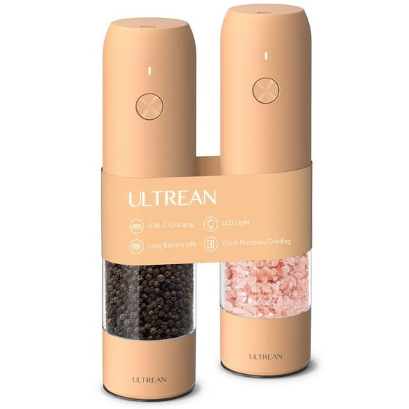 Ultrean Electric Salt & Pepper Grinder Sets - Rechargeable, Automatic ...
