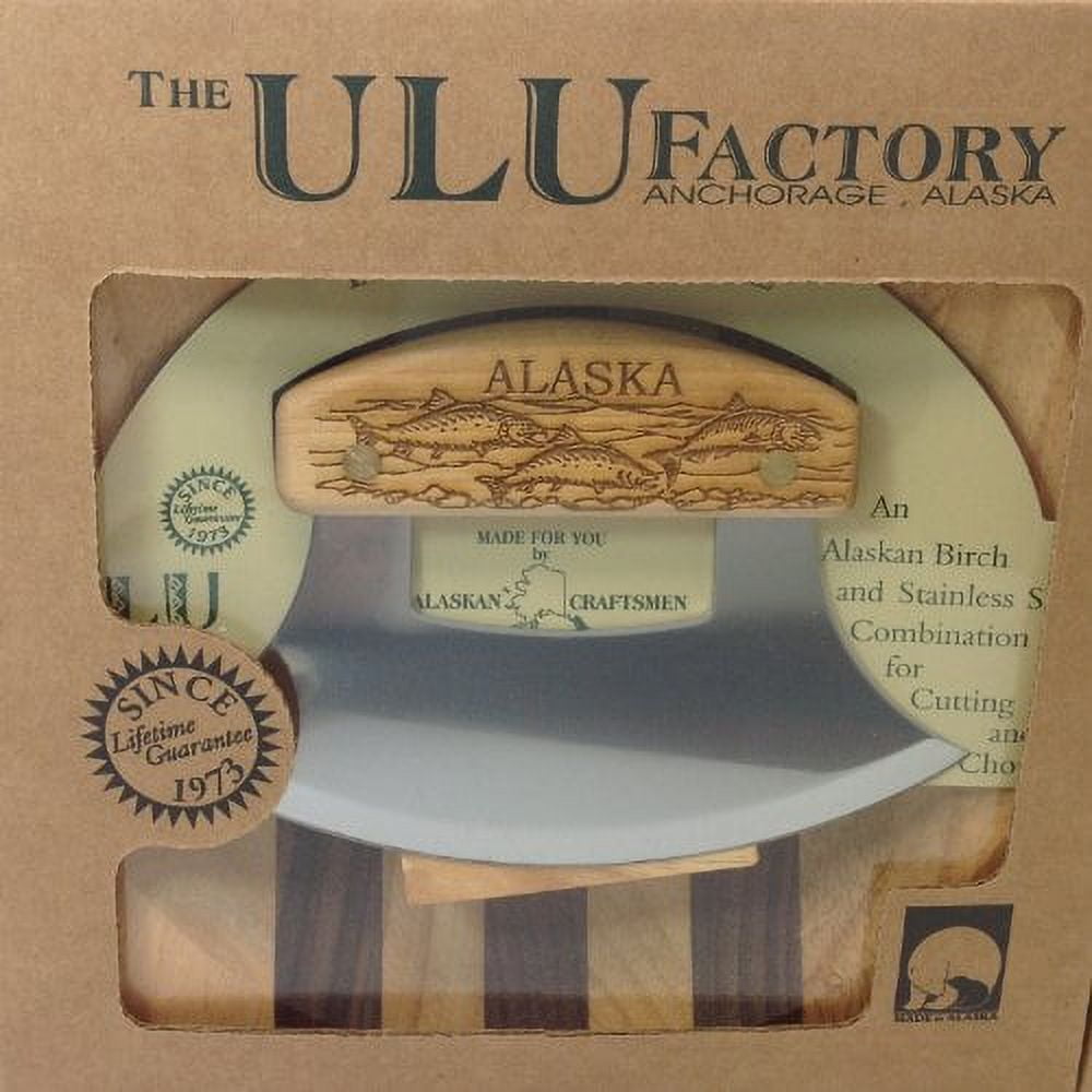 The ULU Factory Alaska Ulu Chopping Bowl, Handcrafted Birch Walnut Wood ...