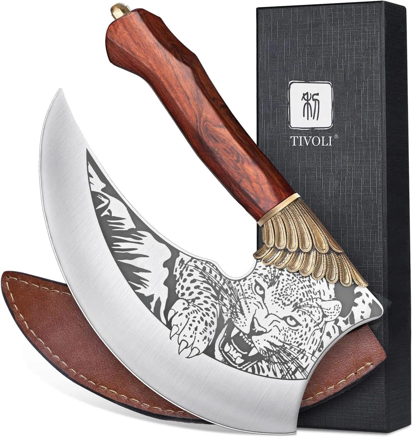 Ulu Knife 9-inch Pizza Cutter Axe, Viking Butcher Cleaver Knife, German ...