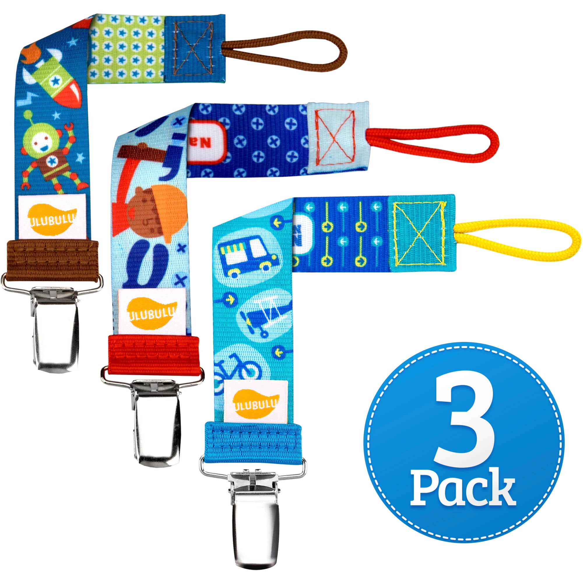 Ulubulu Boy Tools and Travel Combo Pacifier Clip, 3-Pack - Walmart.com