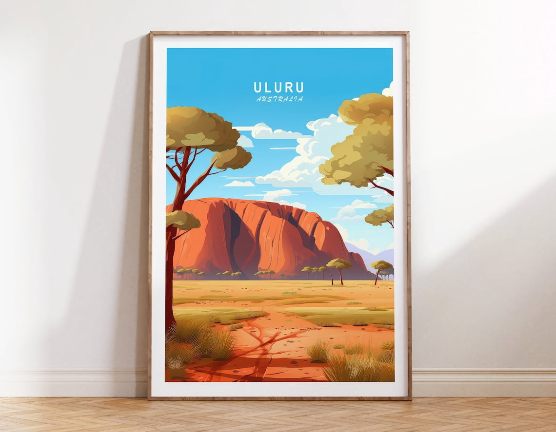 Uluru Australia Outback Nature Wall Art, Unframed Canvas Size 24x36 ...