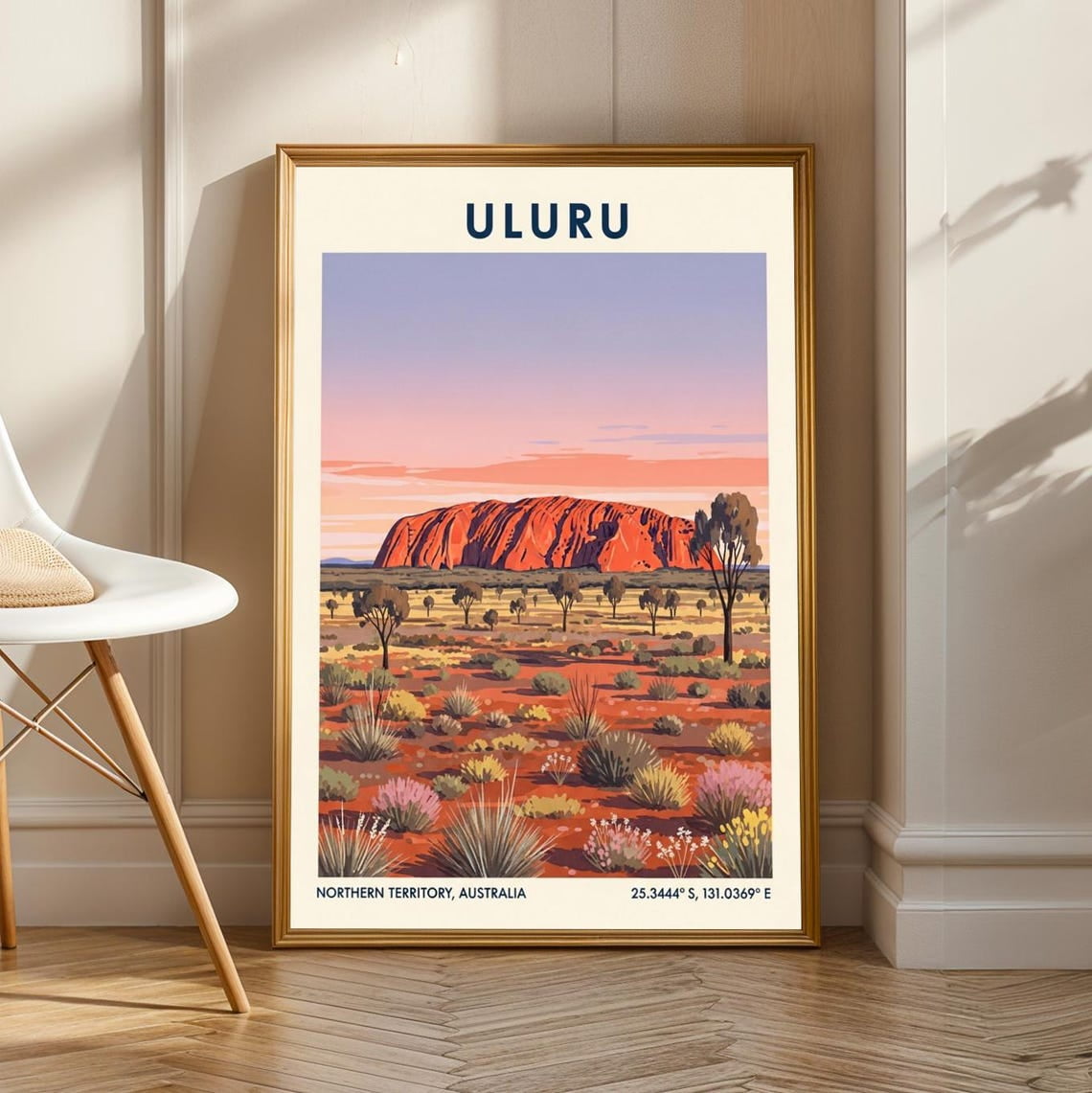Uluru Australia Poster: Vintage Gouache Travel Art Print, Unframed ...
