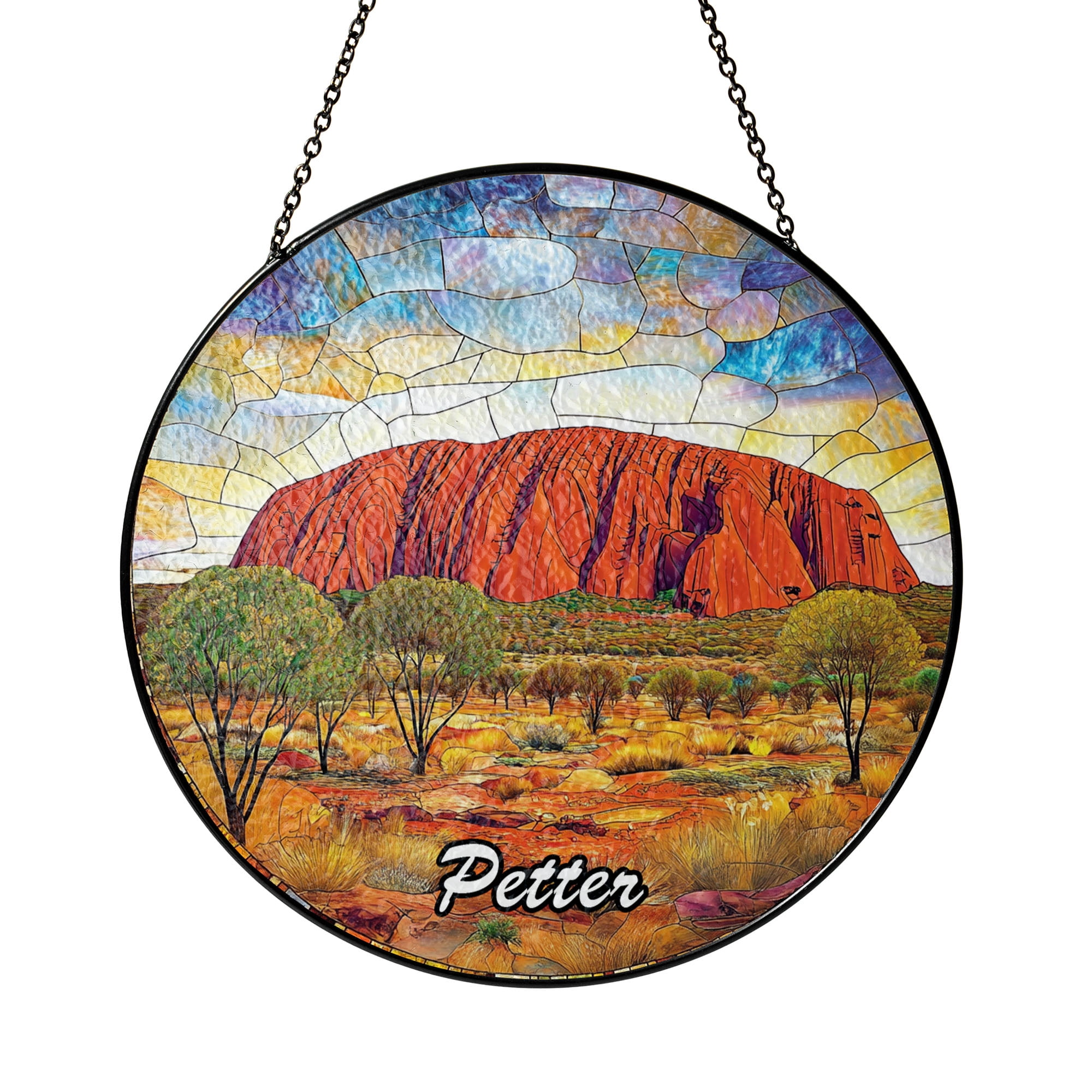 Uluru (Ayers Rock) Stained Glass Suncatcher - Custom Name Australia ...