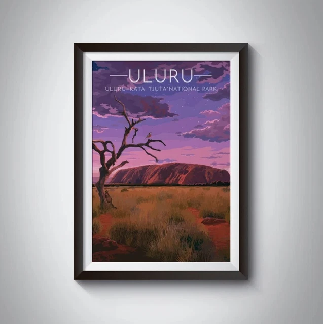 Uluru Poster, Australia Travel Print, Uluru Kata Tjuta National Park ...
