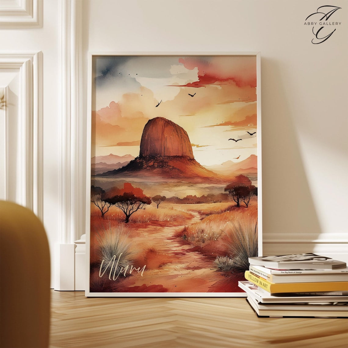 Uluru Sunset Art Poster: Australian Outback Landscape, Unframed Canvas ...