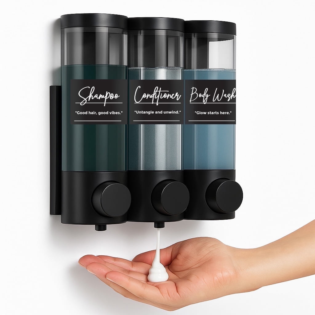 uMadeUs Soap Dispenser - 3 Chamber - Wall Mount - No Drill Bottles ...