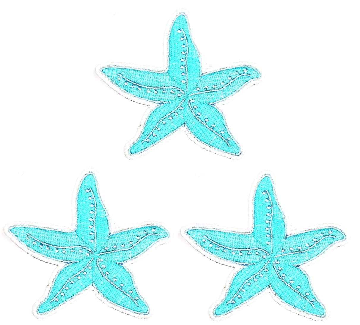 Umama Patch Set of 3 Cute Blue Starfish Swimming Ocean Cartoon Embroidered Iron On Patch ...
