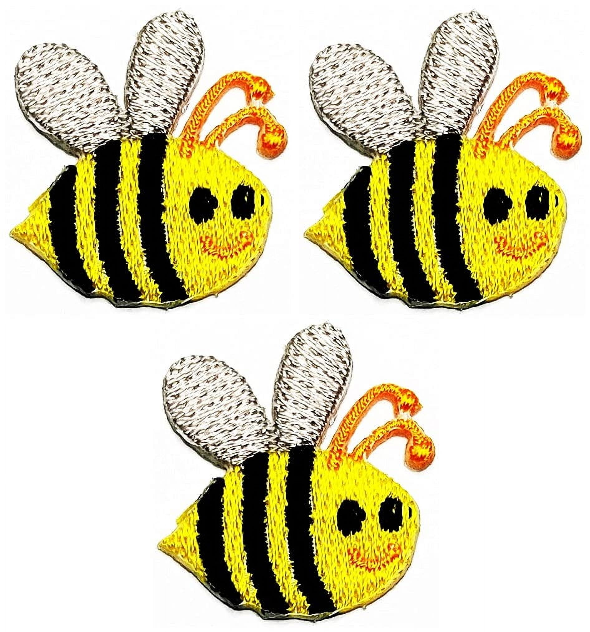Umama Patch Set of 3 Mini Bee Patch Yellow Bee Cartoon Iron On ...