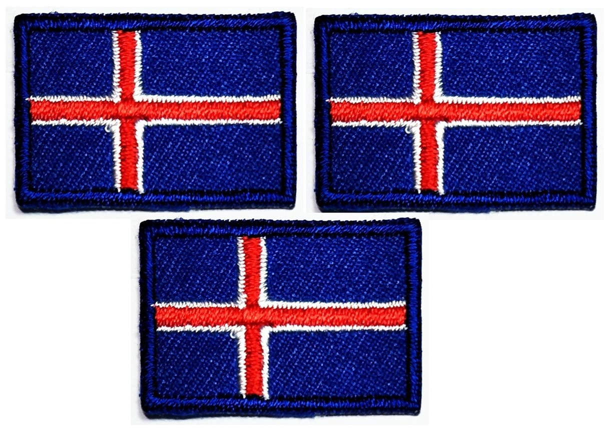 Umama Patch Set of 3 Mini flag '' 0.6X1.1 '' Iceland Flag Patch World ...