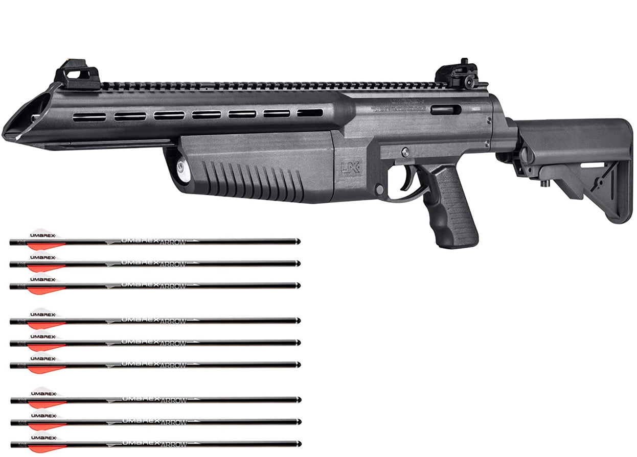 Umarex AirJavelin CO2 Powered Air Bow Crossbow with 9 Carbon Fiber ...