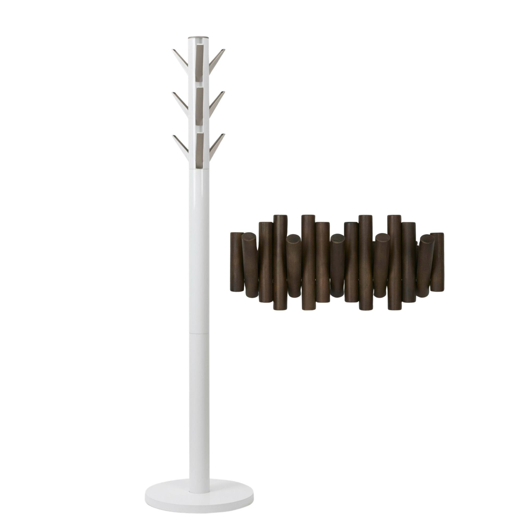 Umbra Flapper Coat Rack (White)+Umbra Picket Rail Hook (Aged-Walnut ...