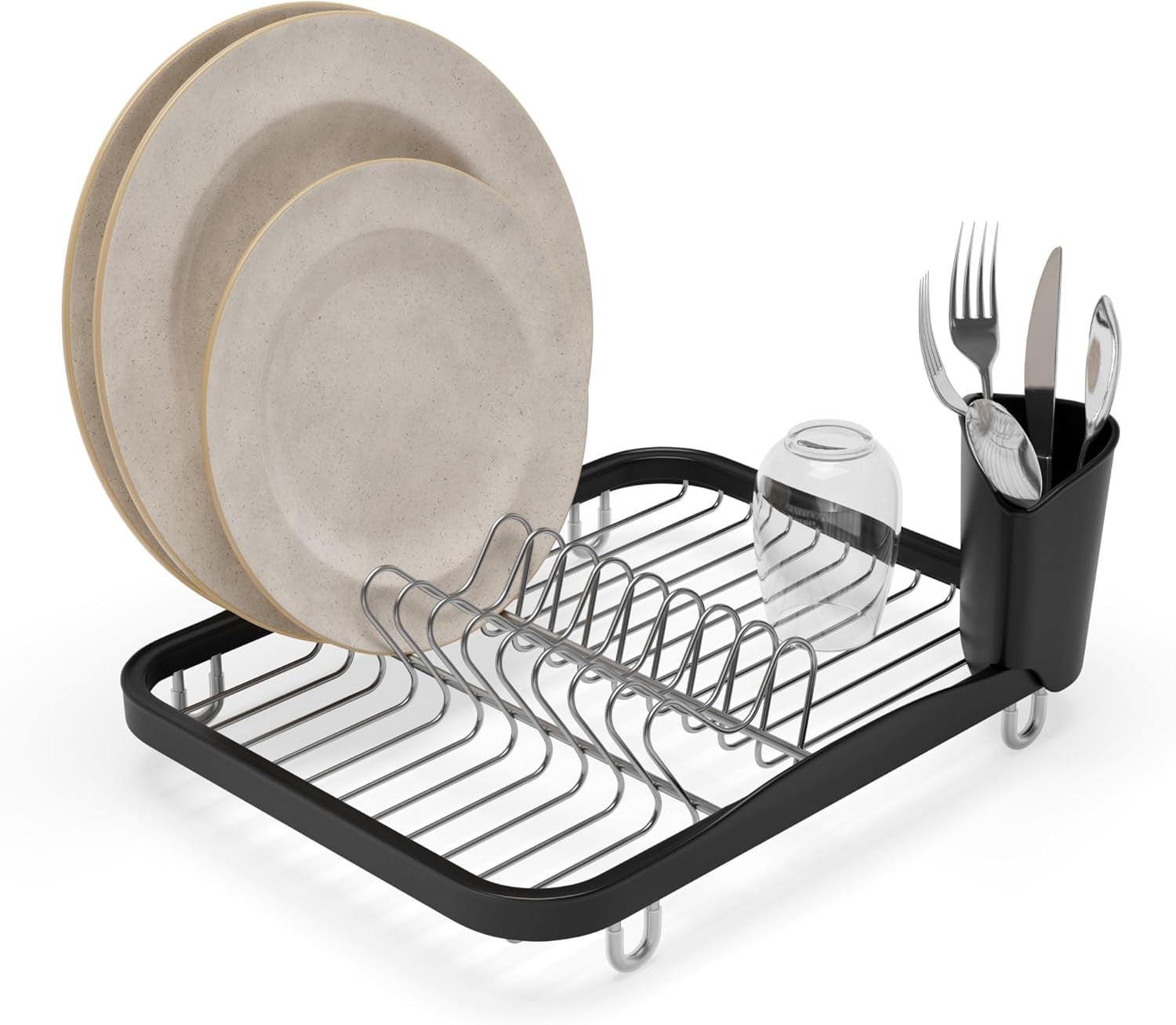 Umbra Sinkin Dish Drying Rack – Drainer with Cup Holders and Removable ...
