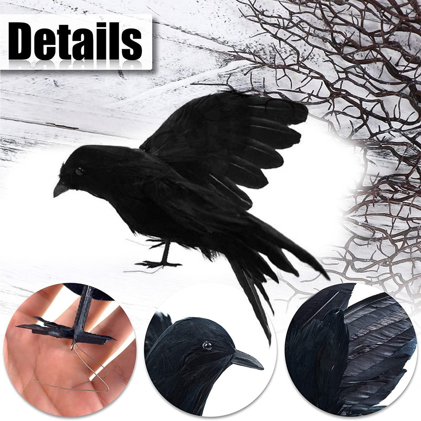 The Umbral Flock - Set of 5 Realistic 7.8-Inch Black Crow Props for ...