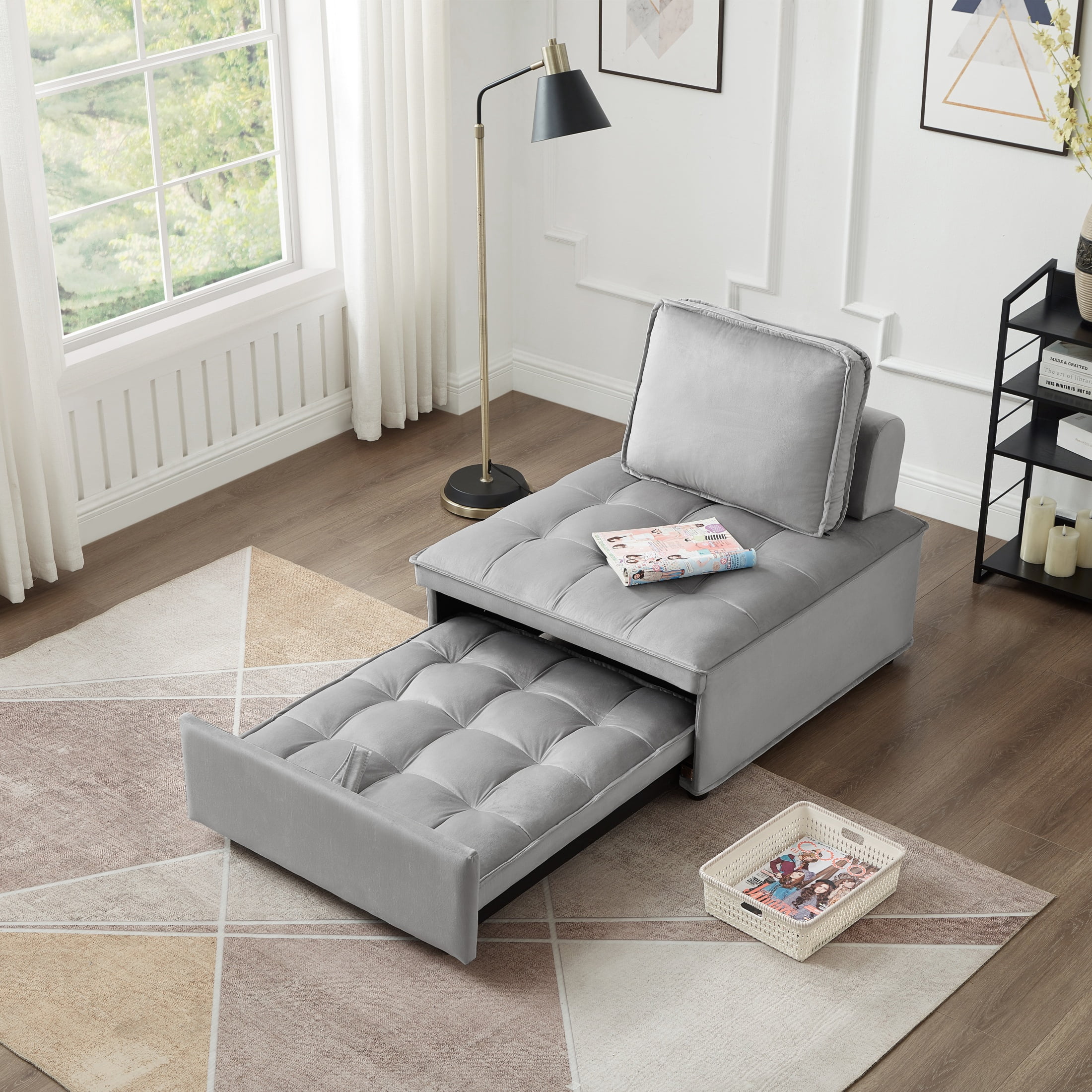 Umbreco Convertible Sleeping Sofa Bed,Velvet Single Seater Couch,2 in 1 ...