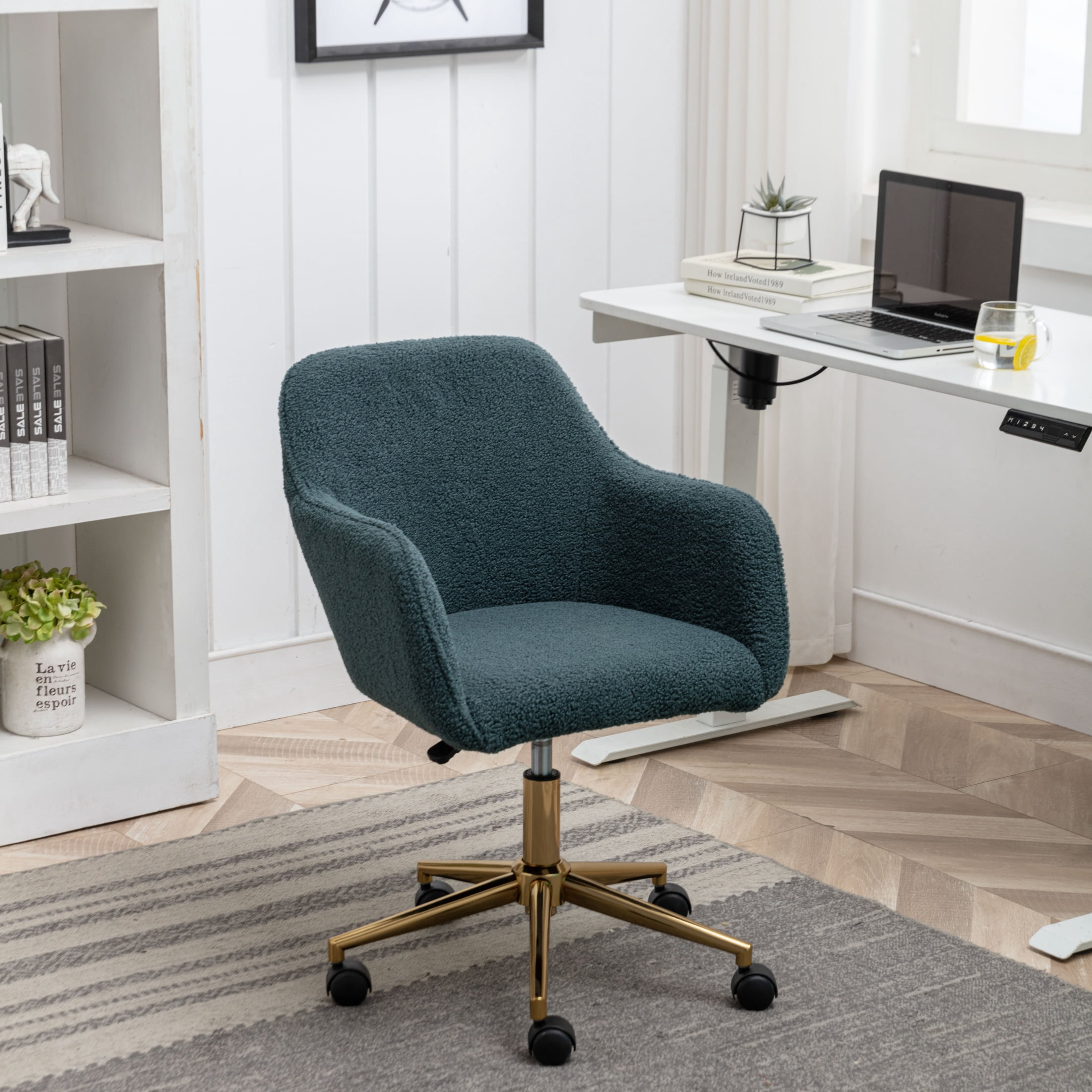 Umbreco Modern Teddy Office Chair,360 Swivel Comfy Office Chair with ...