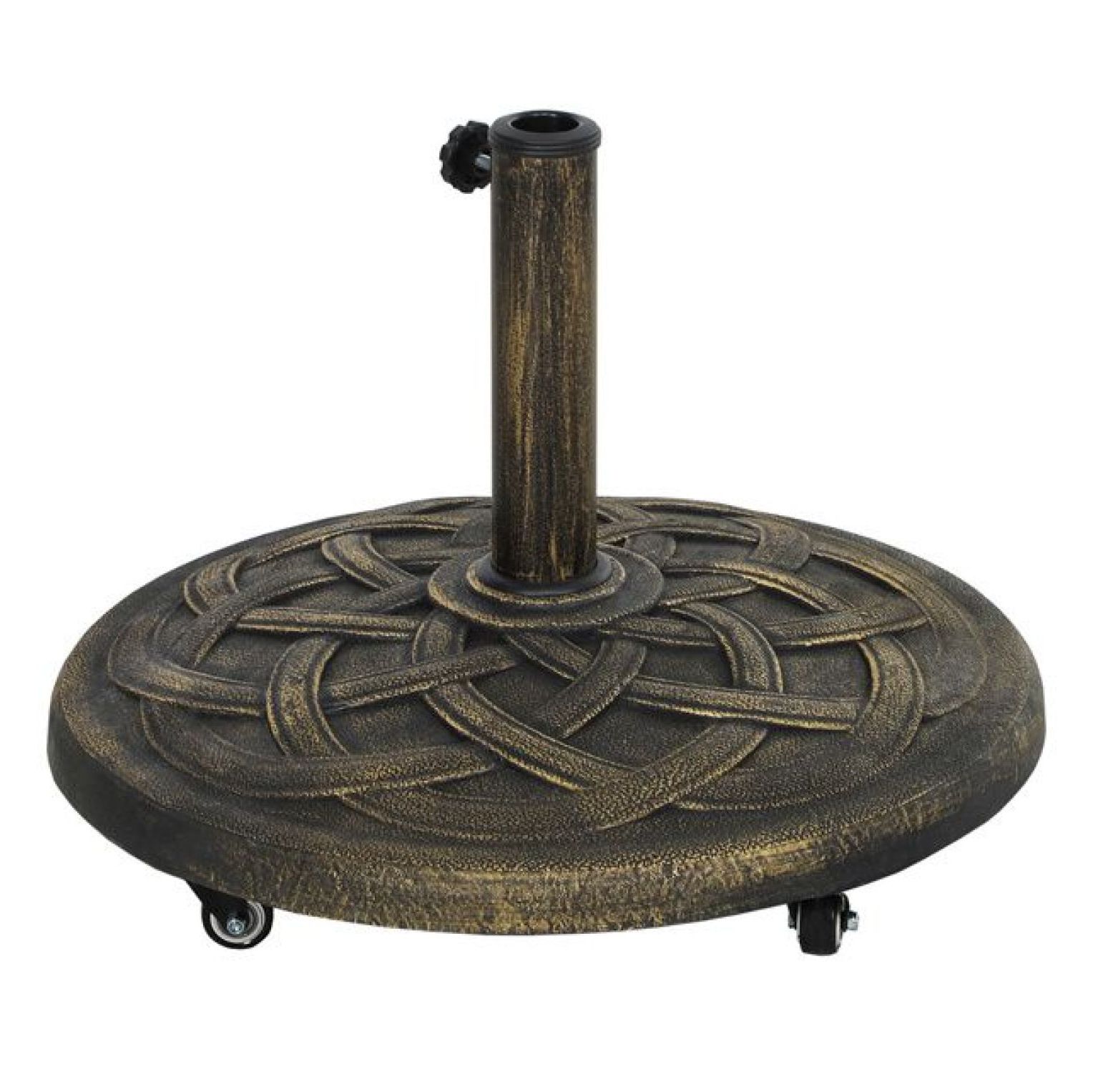 Umbrella Base, 21.5” Outdoor Parasol Stand - Bronze Resin Concrete Base ...