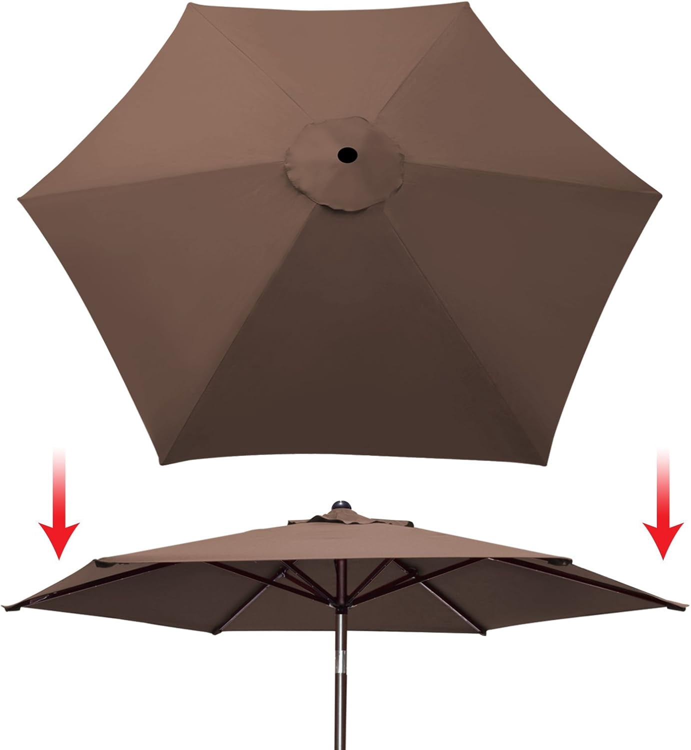 Umbrella Canopy Cover Patio Umbrella Replacement Top, 6 Ribs(Canopy ...