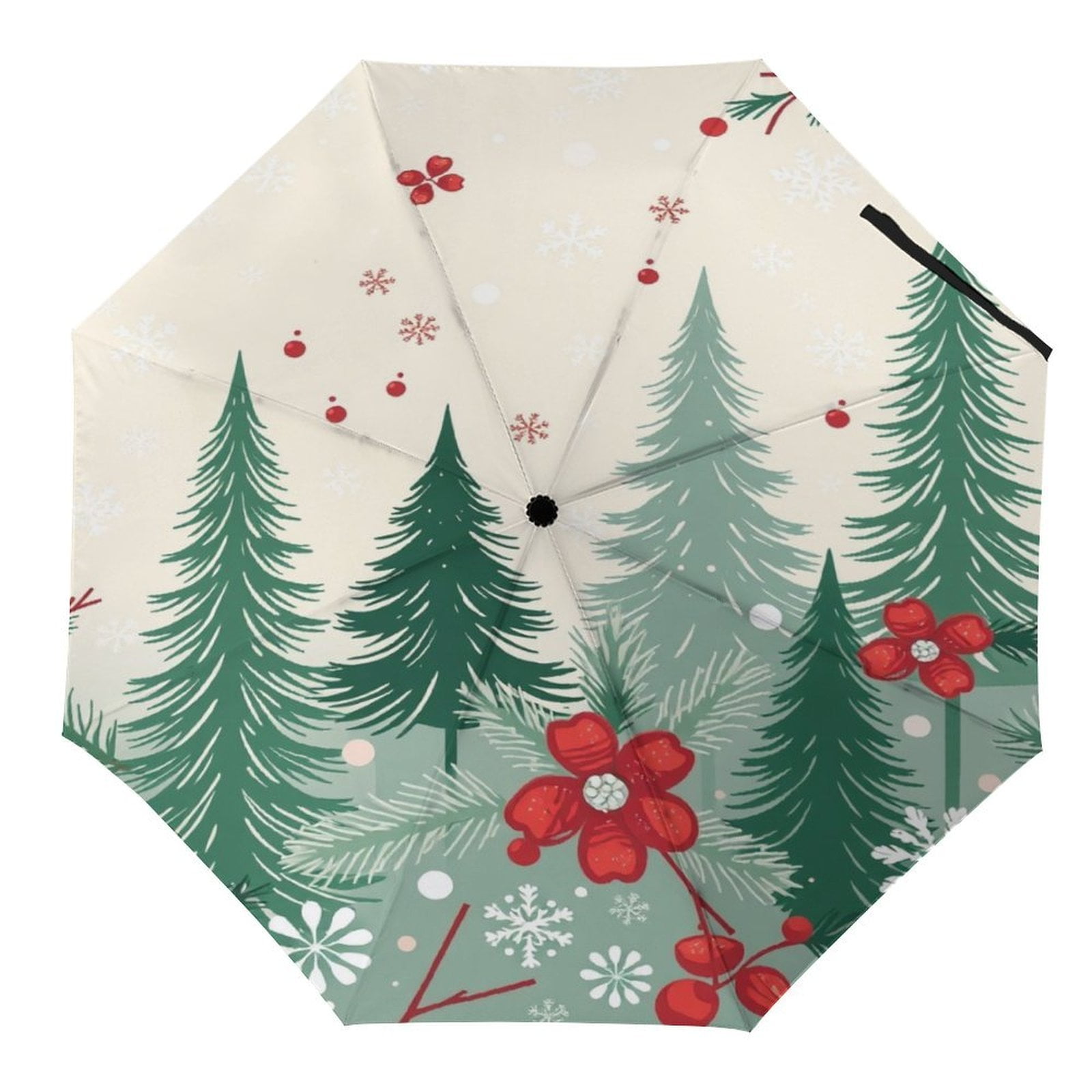 Umbrella Christmas Winter Scene Folding Umbrellas Windproof Black ...