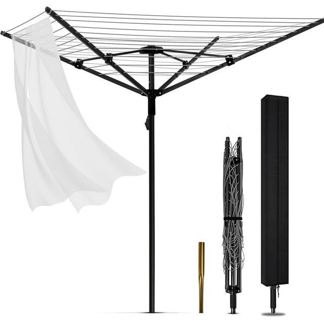Umbrella Clothesline Outdoor, Rotary Retractable Clothes Line Outdoors ...