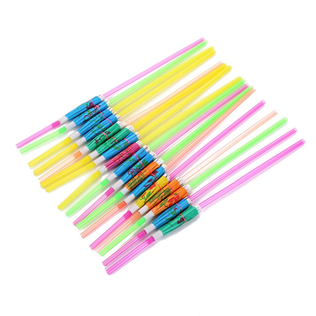 Umbrella Drinking Straws 200pcs，Bendable/Bendy Straws Assorted Colors ...