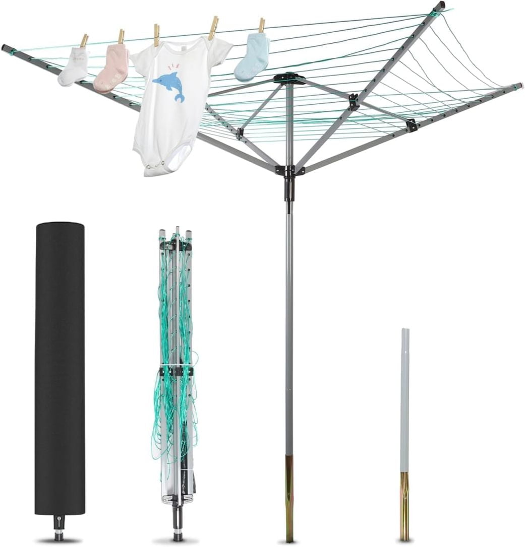 Umbrella Drying Rack Outdoor Umbrella Clothesline Rotary Retractable ...