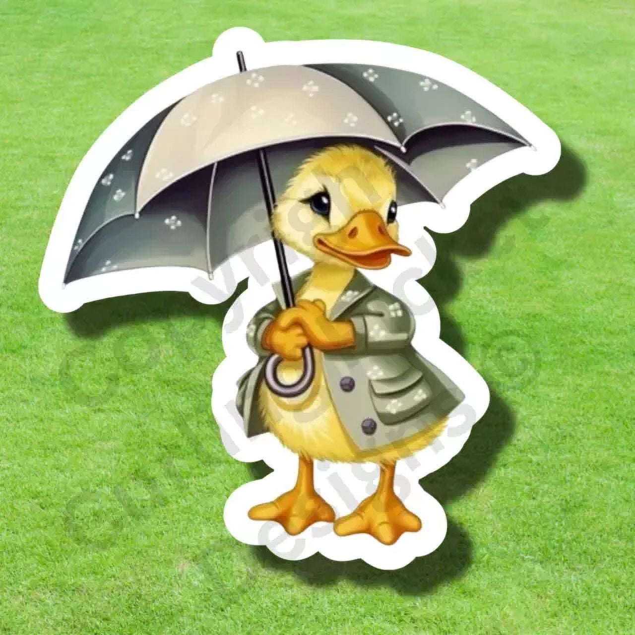 Umbrella Duck Raincoat Cute Rainy Day Adorable Sticker Phone Decal ...