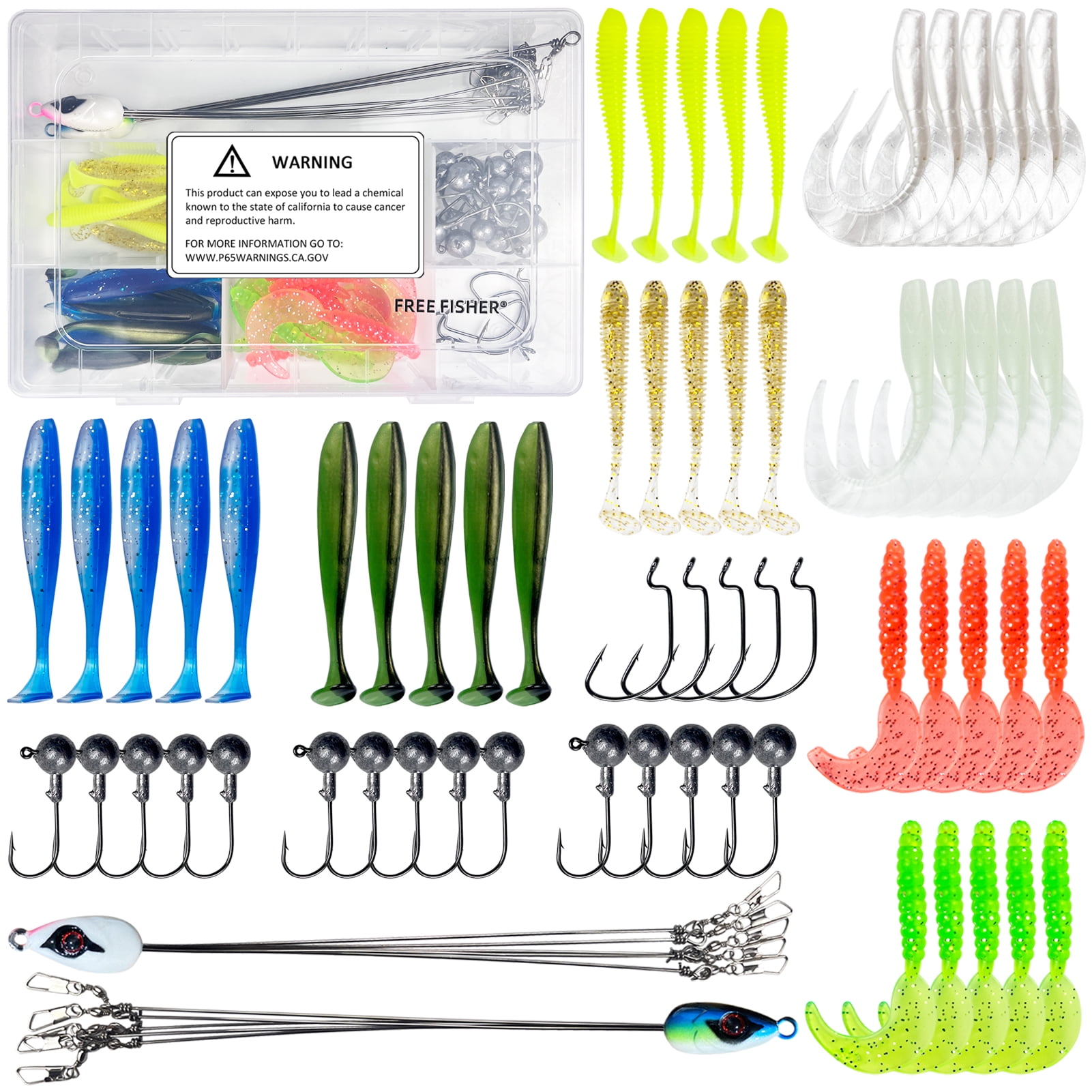 Umbrella Fishing Lure Rig, 5 Arms Alabama Rigs, 63Pcs Fishing Soft Lure ...