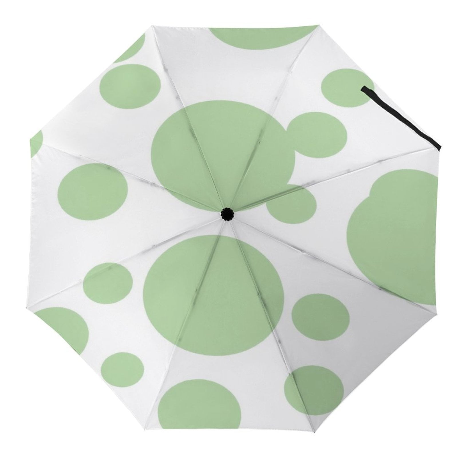 Umbrella Green Circle Pattern Folding Umbrellas Windproof Black Coating ...