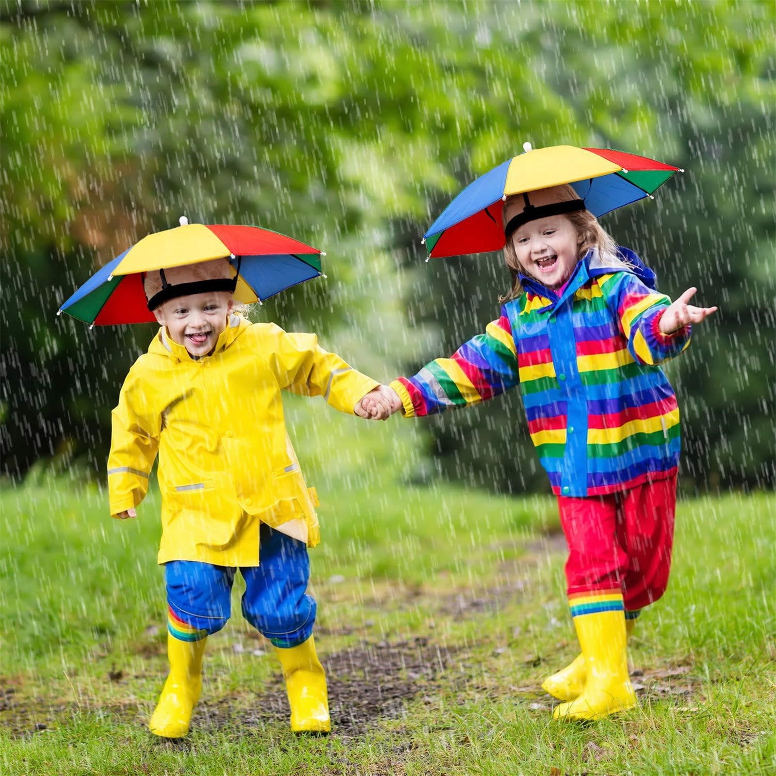 Umbrella Hat,Colorful Party Hats, Hands Free, Funny Rainbow Colorful ...