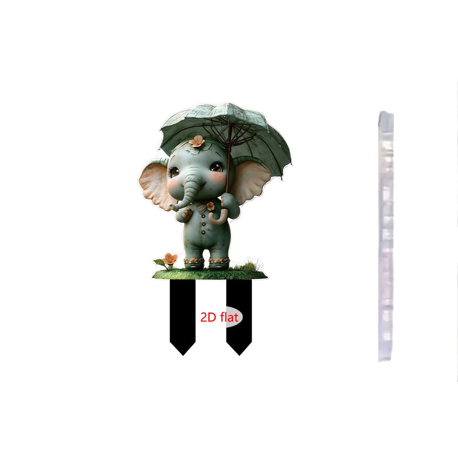 Umbrella Holding Elephants 2D Acrylic Garden Grass Stake - Whimsical ...